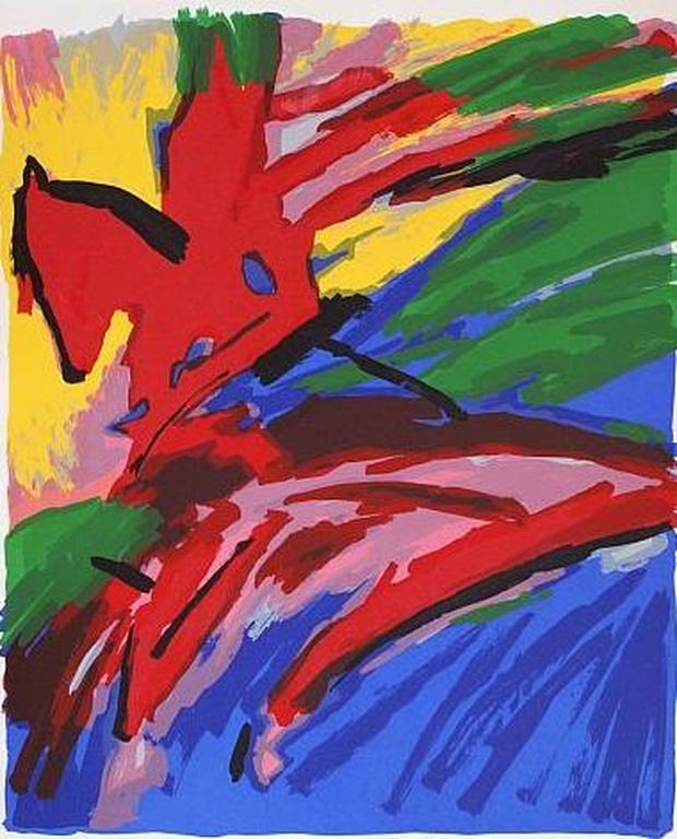Frank Rosen, zeefdruk Rode ruiter (50 x 70 cm) Verkocht | Kunstveiling.nl