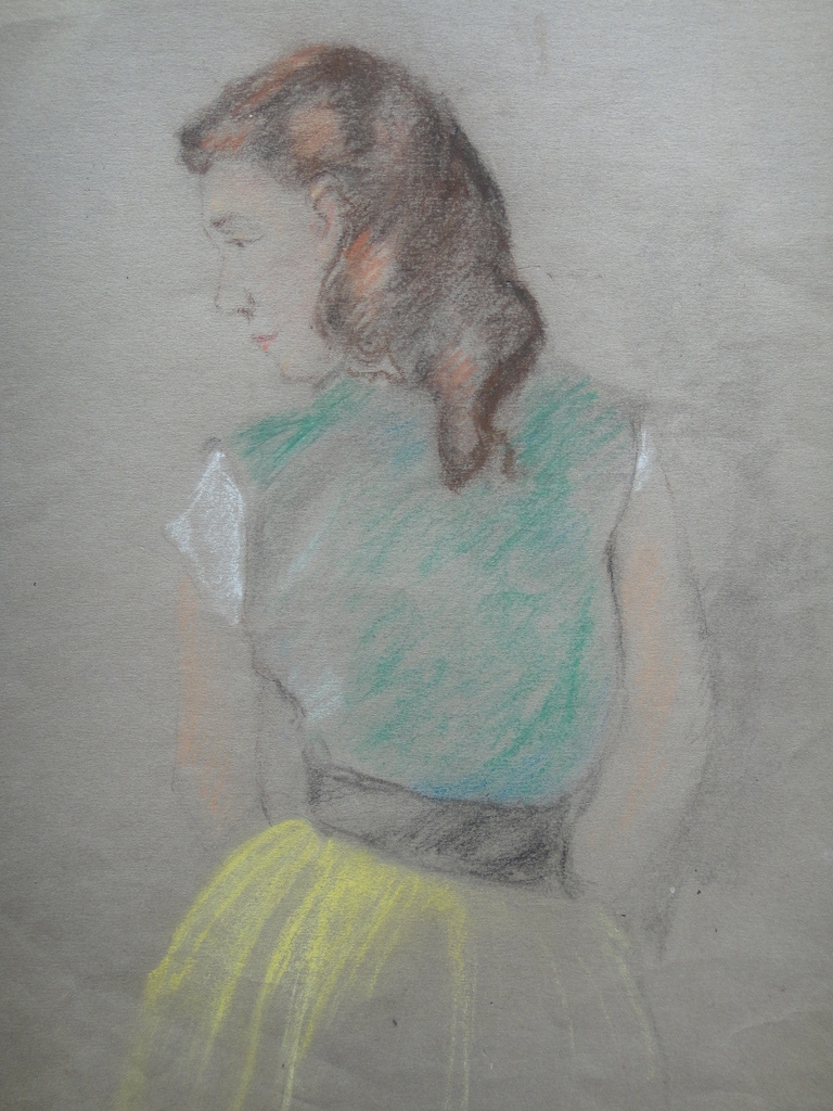 Albert Mulder - Albert BJ Mulder, tekening, portret van meisje ...