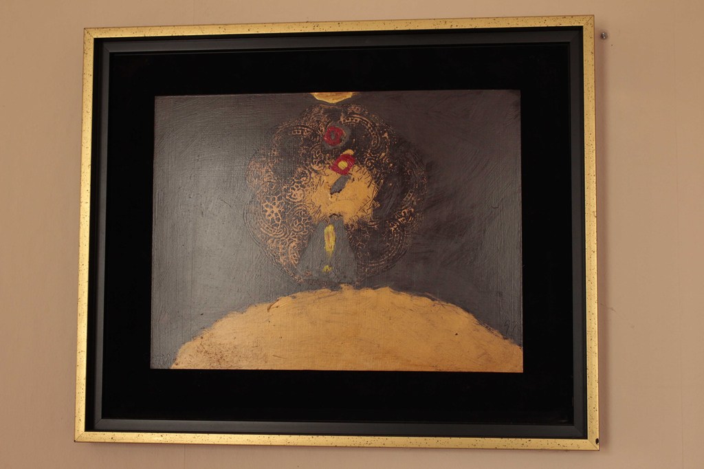Geert Meyer - Geert Meyer, Wereldbeschouwing, acryl en bladgoud op ...