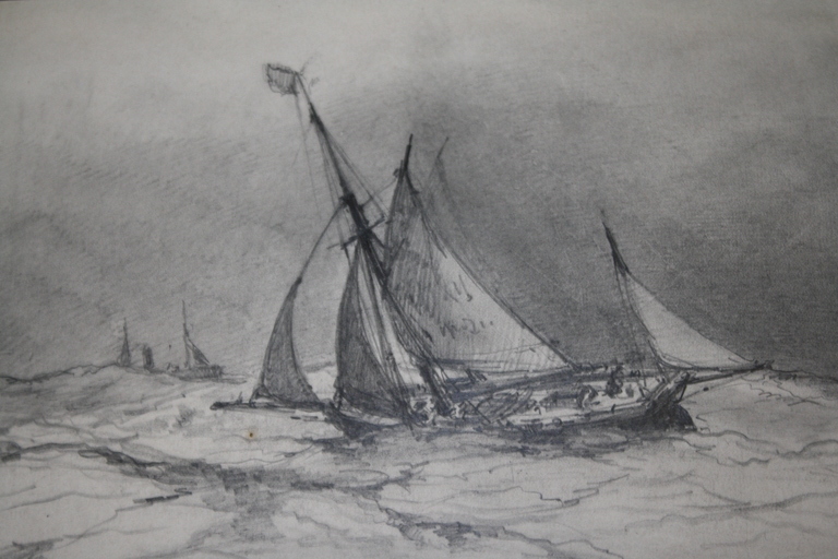 George Lourens Kiers - VISSERSBOTEN MET VOL ZEIL OP ZEE door GL KIERS ...