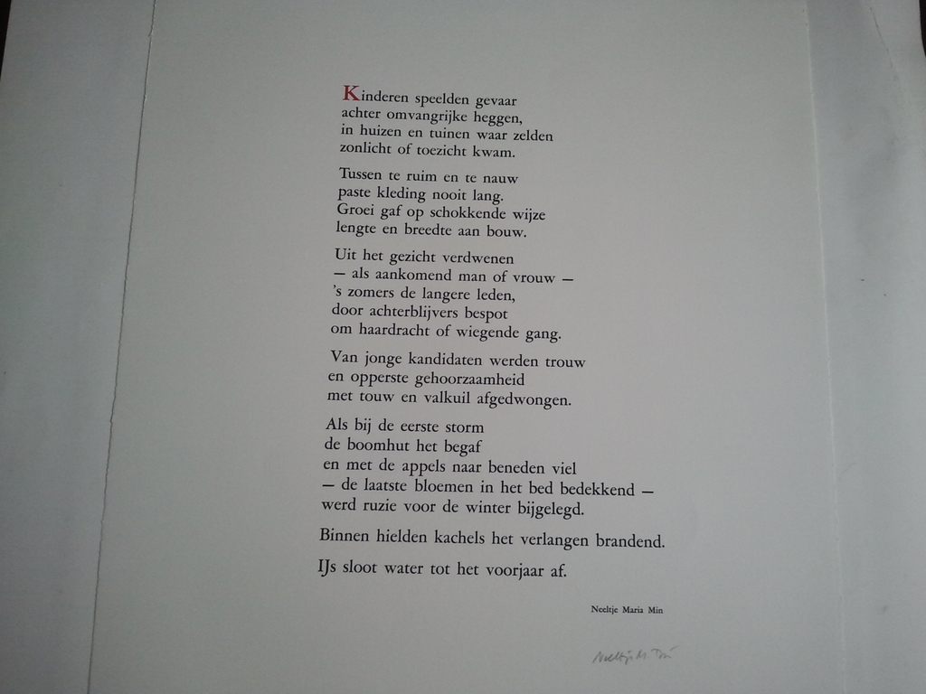 Neeltje Maria Min gedicht gesign Verkocht | Kunstveiling.nl