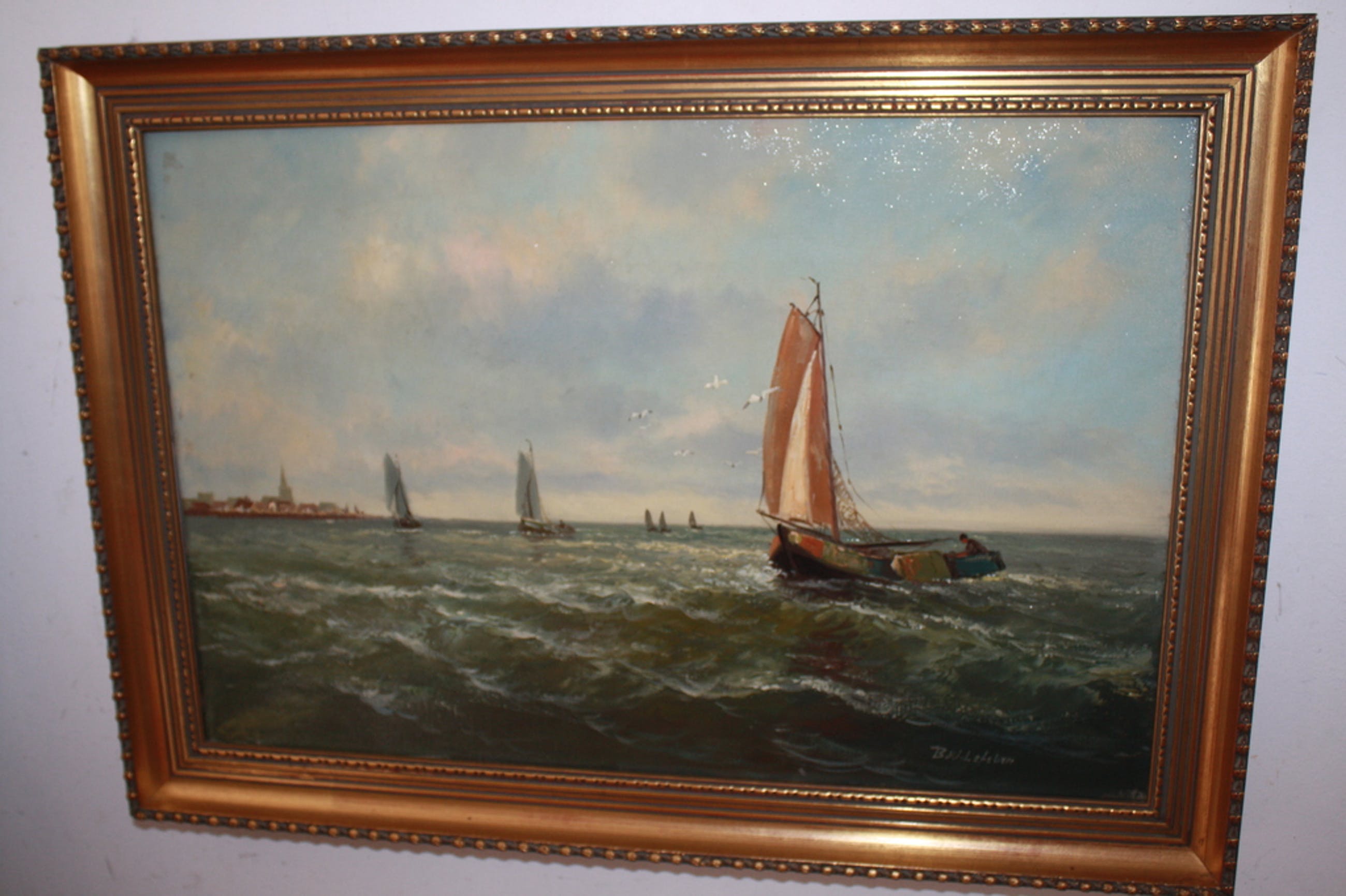 BOTEN OP ZEE VOOR ZEEUWSE KUST doot LEFEBRE Verkocht | Kunstveiling.nl