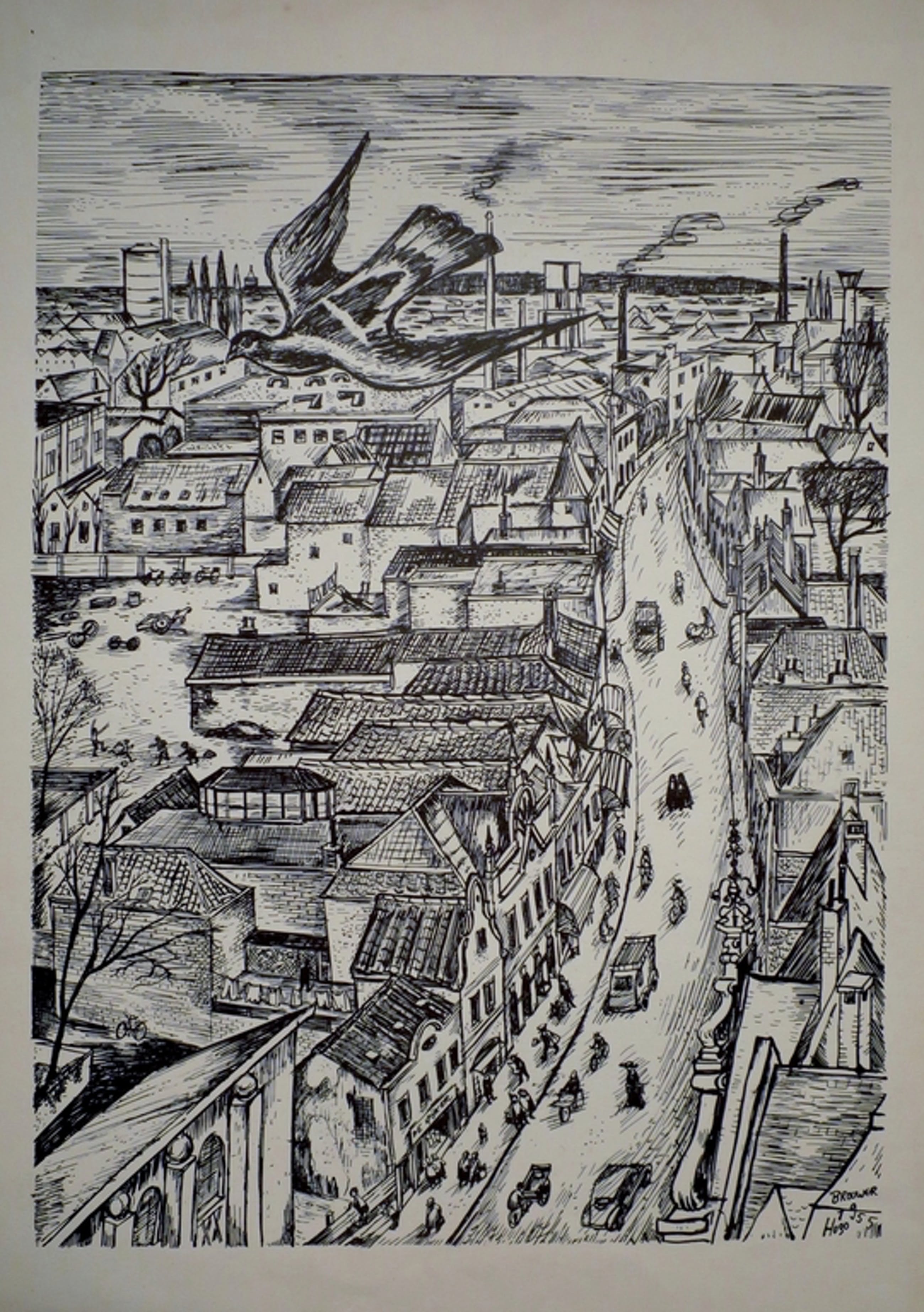 Hugo Brouwer - Hugo Brouwer (1913-1986) - litho uit 1955 - Stratumseind ...