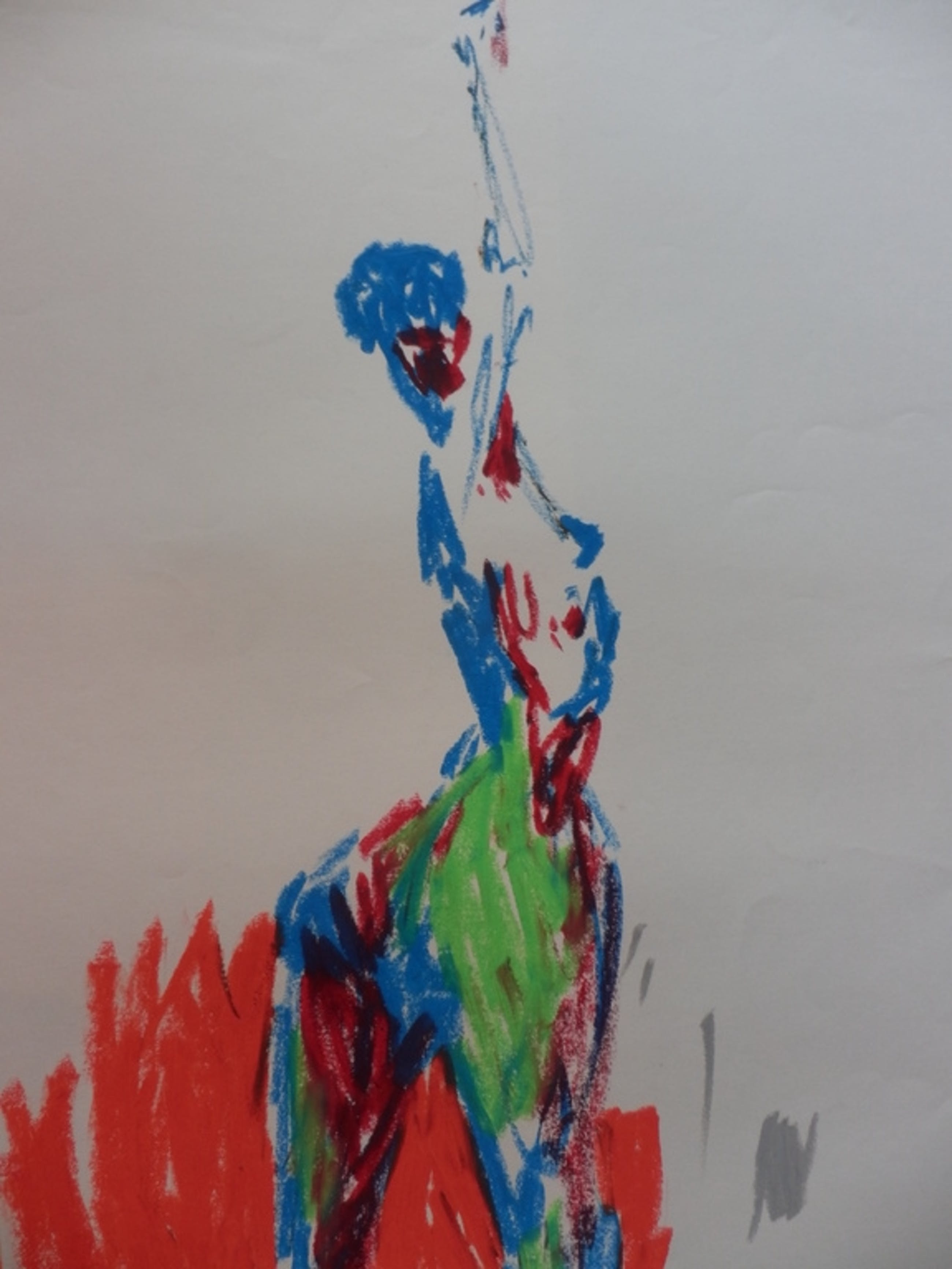 Juul Neumann - JUUL NEUMANN Pastelkrijttekening op papier STAAND NAAKT ...