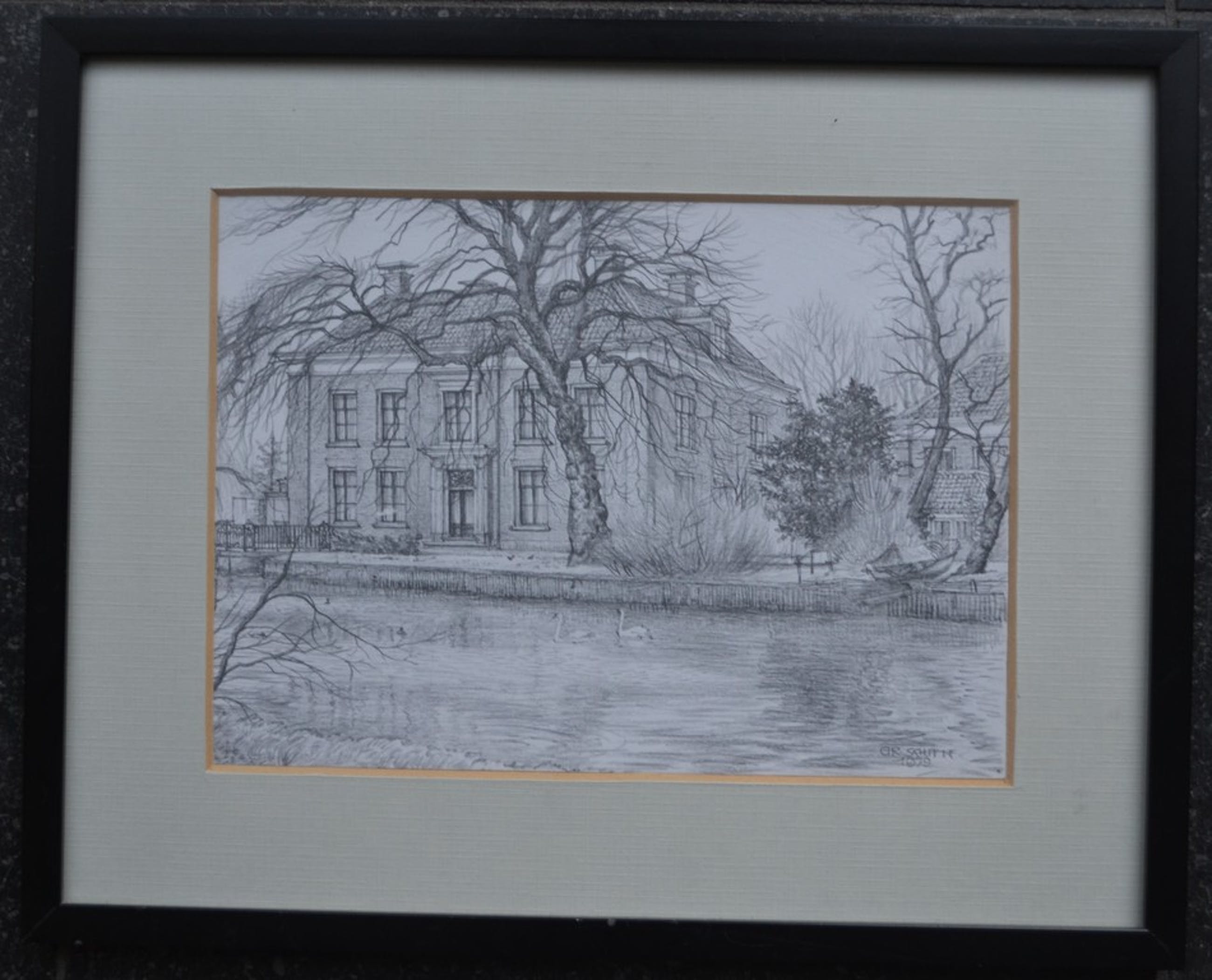 Chris J. Th. Schut - Twee fraaie tekeningen van Chris Schut (gesigneerd ...