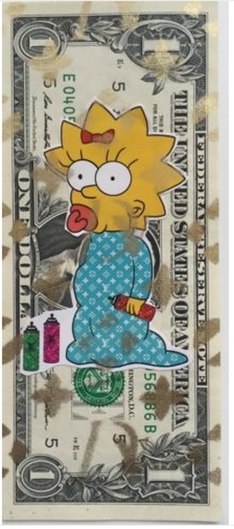 DEATH NYC, 1 Dollar biljet, The Simpsons 'USD $ 1 Baby Spray' uit 2013 ...