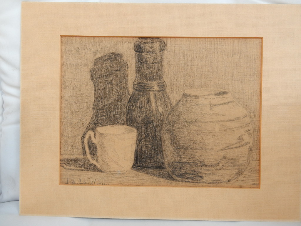 Jan Adam Zandleven - Jan Adam Zandleven, tekening op papier, stilleven ...