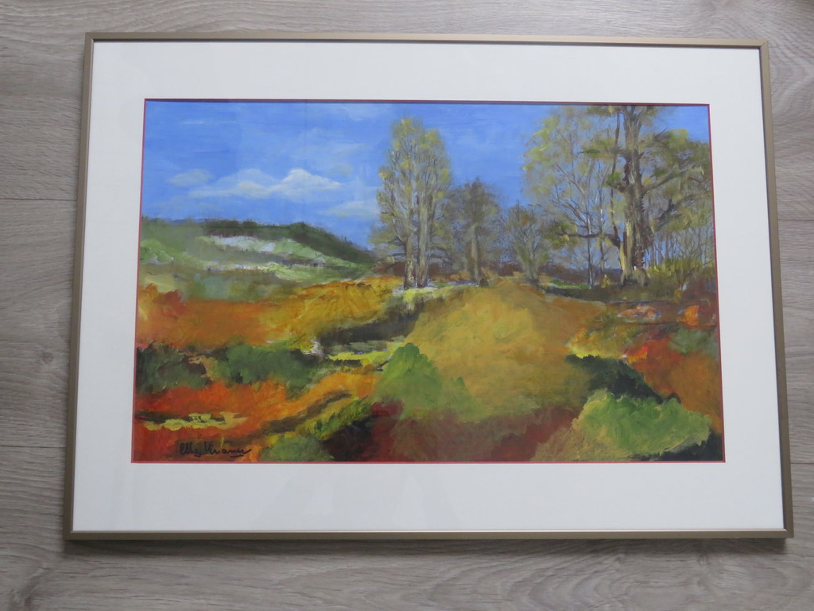 Elly Kramer-Laan - Elly Kramer - Olieverf op papier - Landschap Verkocht | Kunstveiling.nl