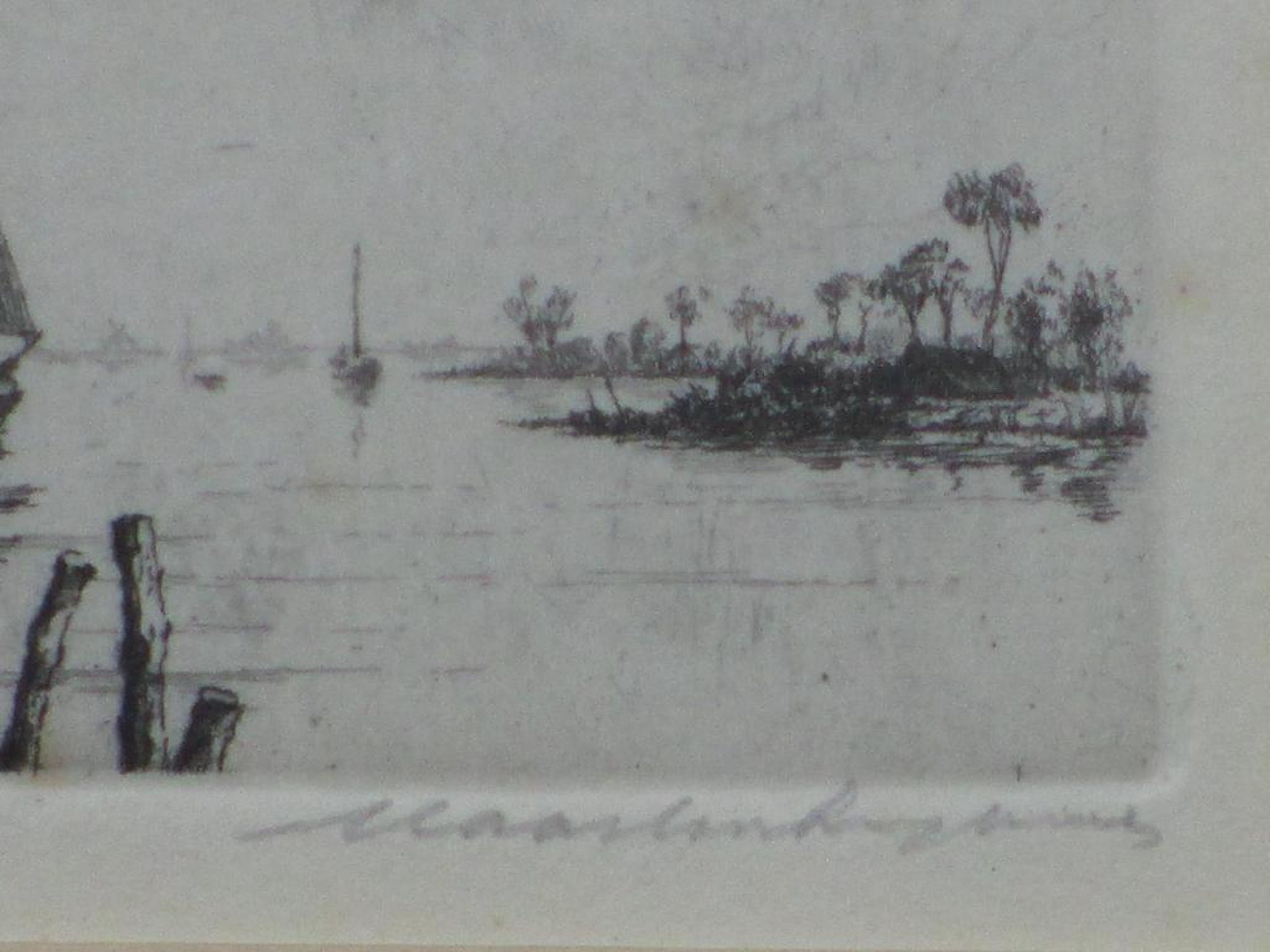 Maarten Langbroek - Maarten Langbroek, Zeilboten op de rivier, Ets ...