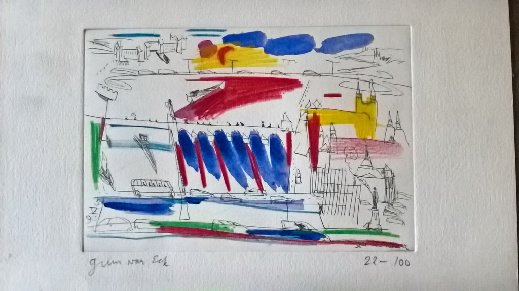 Guus van Eck - Guus van Eck, ingekleurde ets, stadsgezicht Verkocht ...