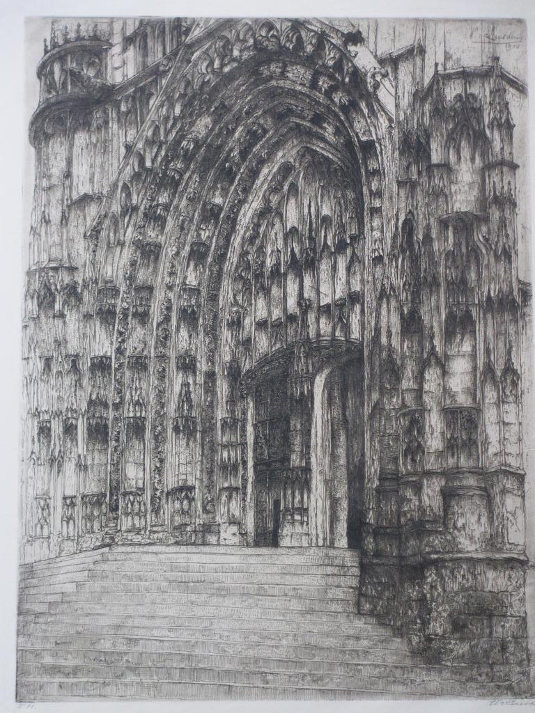 Willem van Leusden - Willem van Leusden, Ingang Kathedraal, Ets 1914 ...