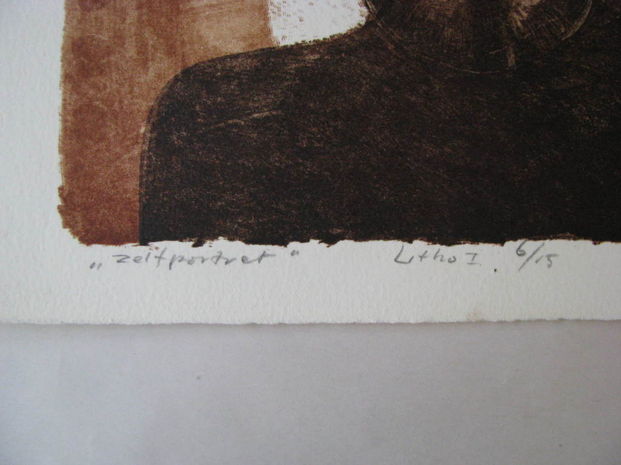 Peter van Poppel - Peter van Poppel, kleurenlitho, zelfportret Verkocht ...