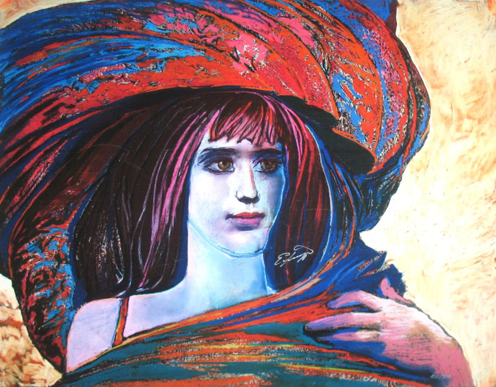 Ernst Fuchs - Ernst Fuchs, Handgesigneerde giclée, Mädchen mit großem ...