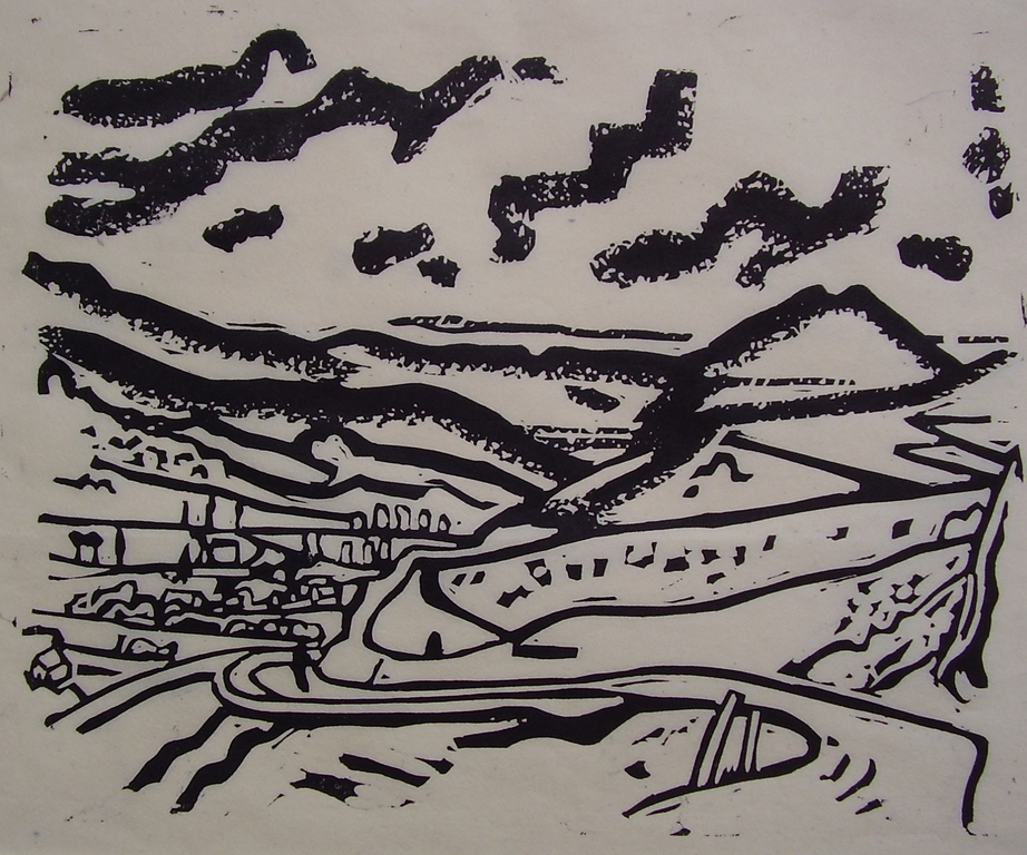 Otto B. de Kat - Otto B. de Kat Monts du Cantal 1970 linosnede Verkocht ...