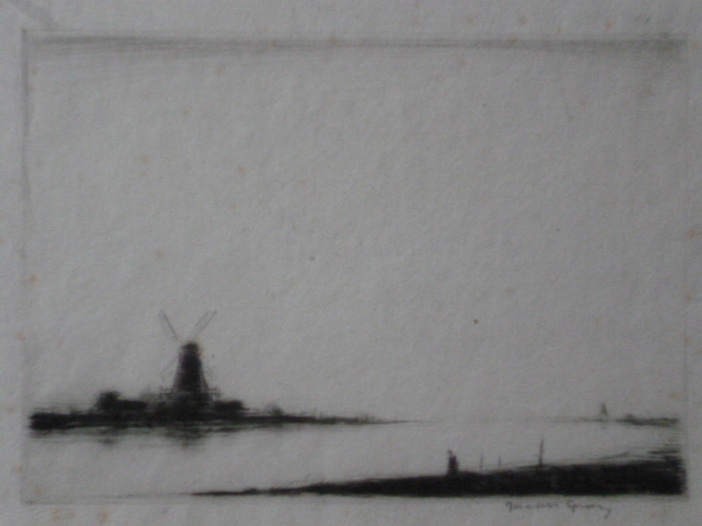 Joseph Gray - Joseph Gray - ets - Molen aan rivier Verkocht ...