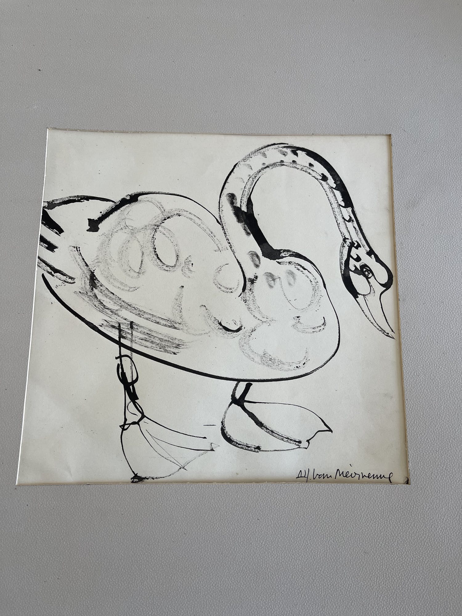 Alfons Van Meirvenne - Gans (ink op papier) Verkocht | Kunstveiling.nl