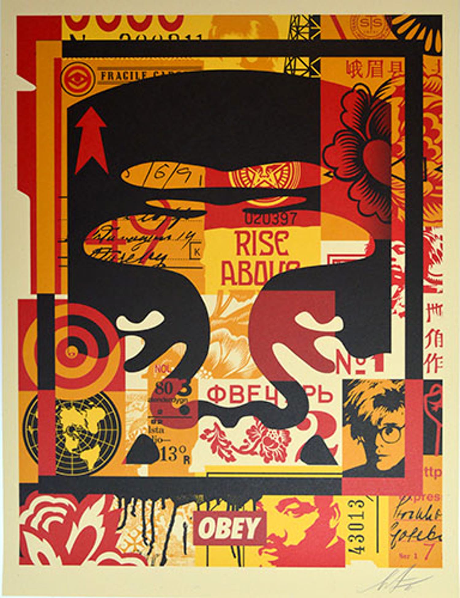 Shepard Fairey Face Collage I Offset Handsigned Verkauft Den 