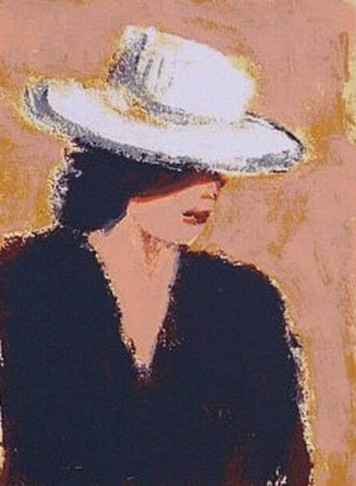 Jose van Gool - Kleurenzeefdruk DAME met WITTE HOED Handgesigneerd ...