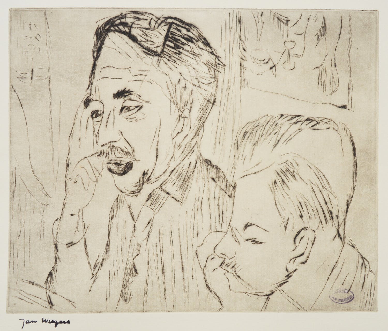 Jan Wiegers - H.N. Werkman en J. van Zweden Verkocht | Kunstveiling.nl