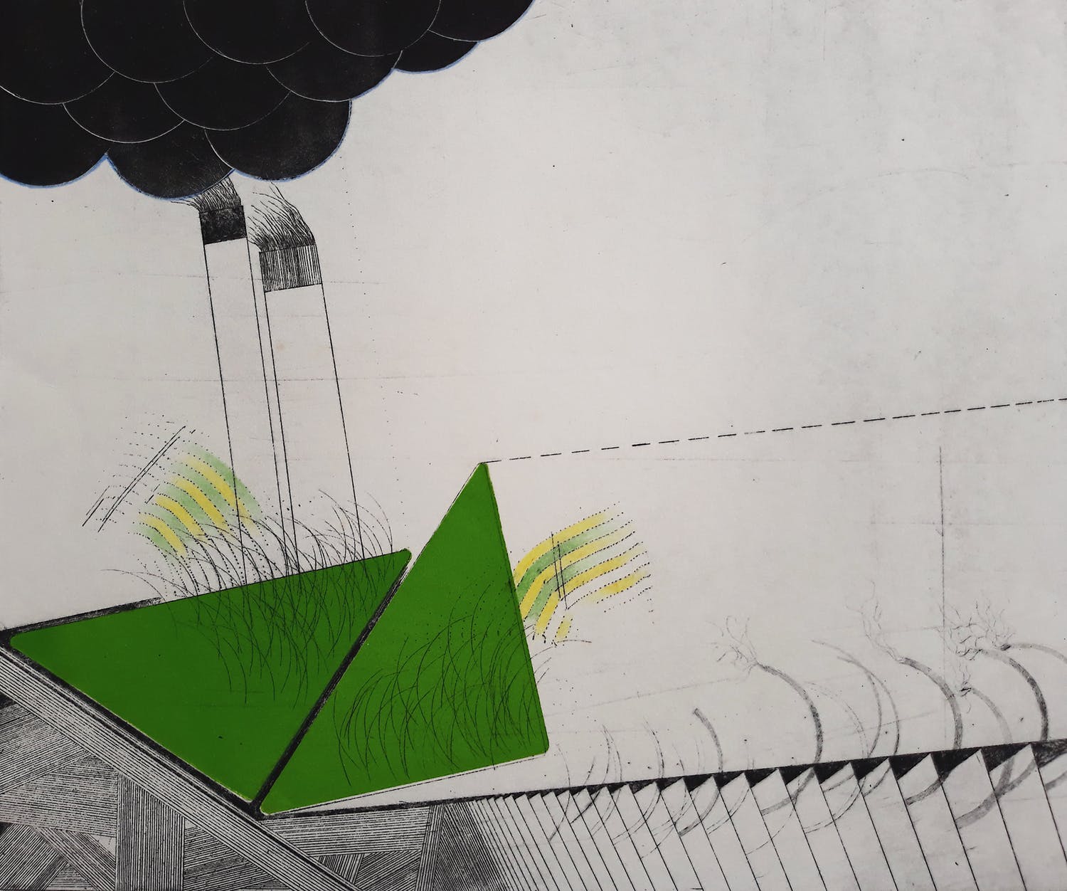 Drewes de Wit - Industrieel landschap, ets Verkocht | Kunstveiling.nl