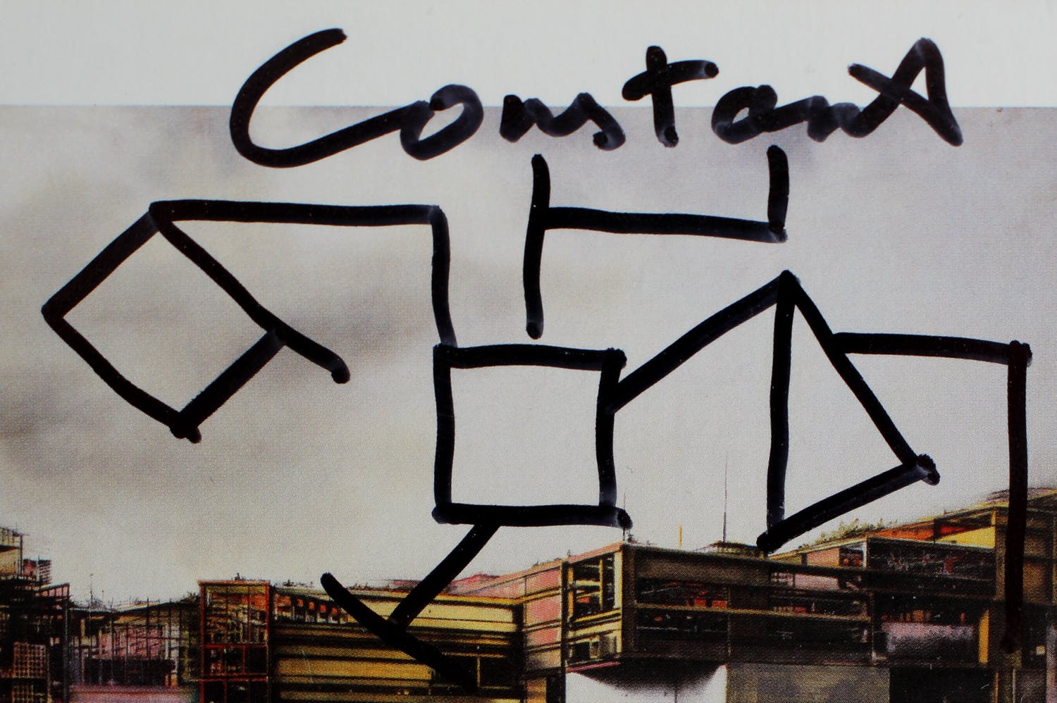 Constant - tekening met marker op kaart New Babylon Verkocht ...