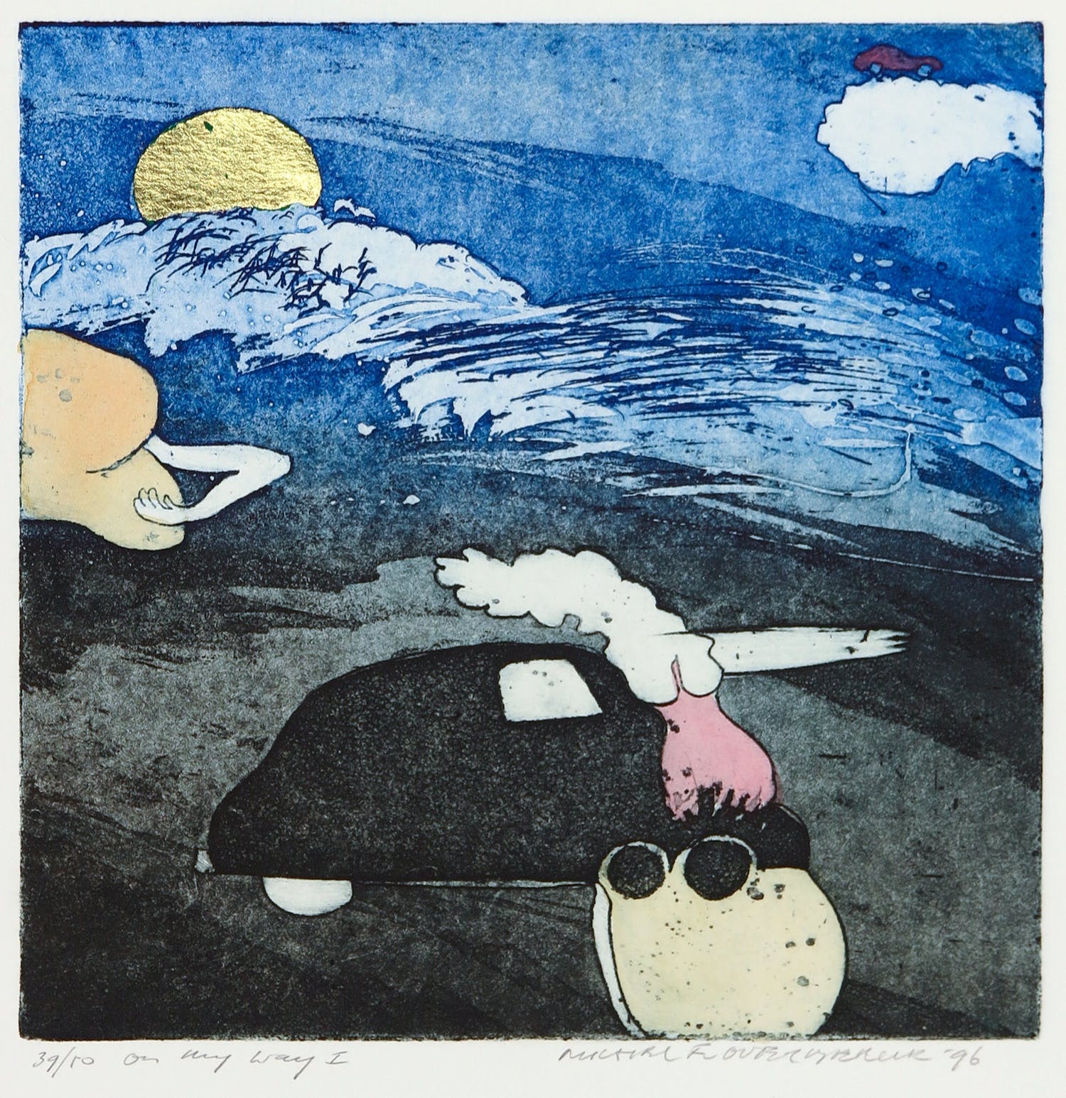 Michel van Overbeeke - Kleurenets met bladgoud, On my way I Verkocht ...