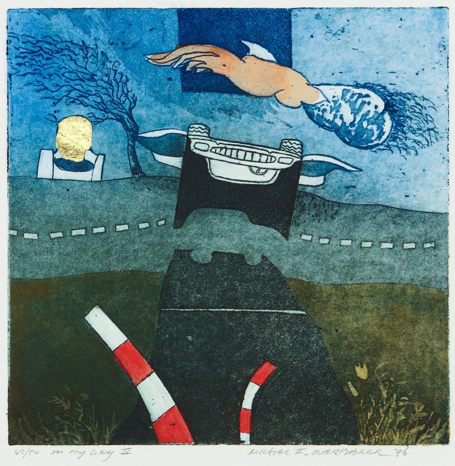 Michel van Overbeeke - Kleurenets met bladgoud, On my way II Verkocht ...