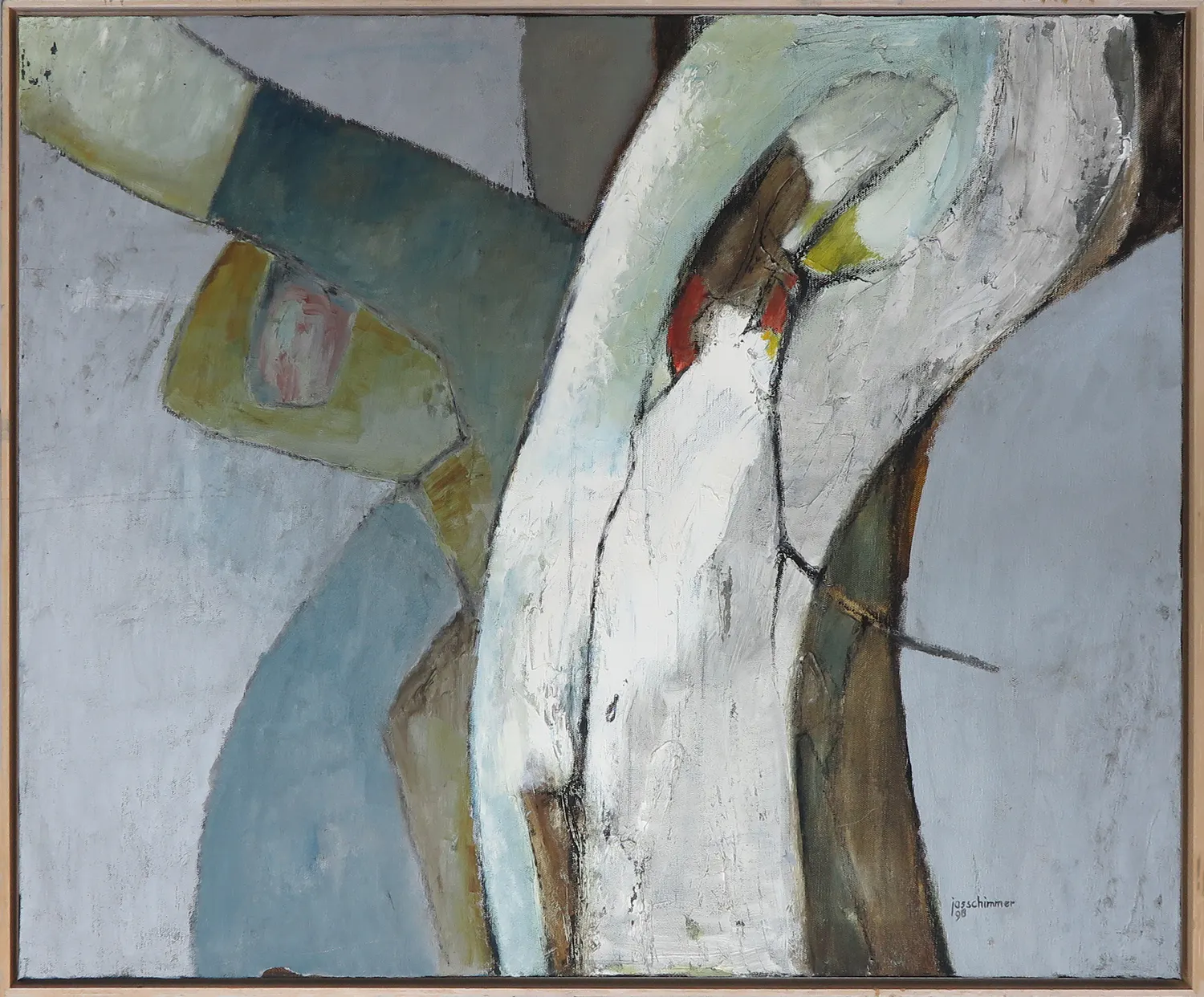 Jos Schimmer - Olieverf op doek, De ontmoeting - Ingelijst (Groot ...