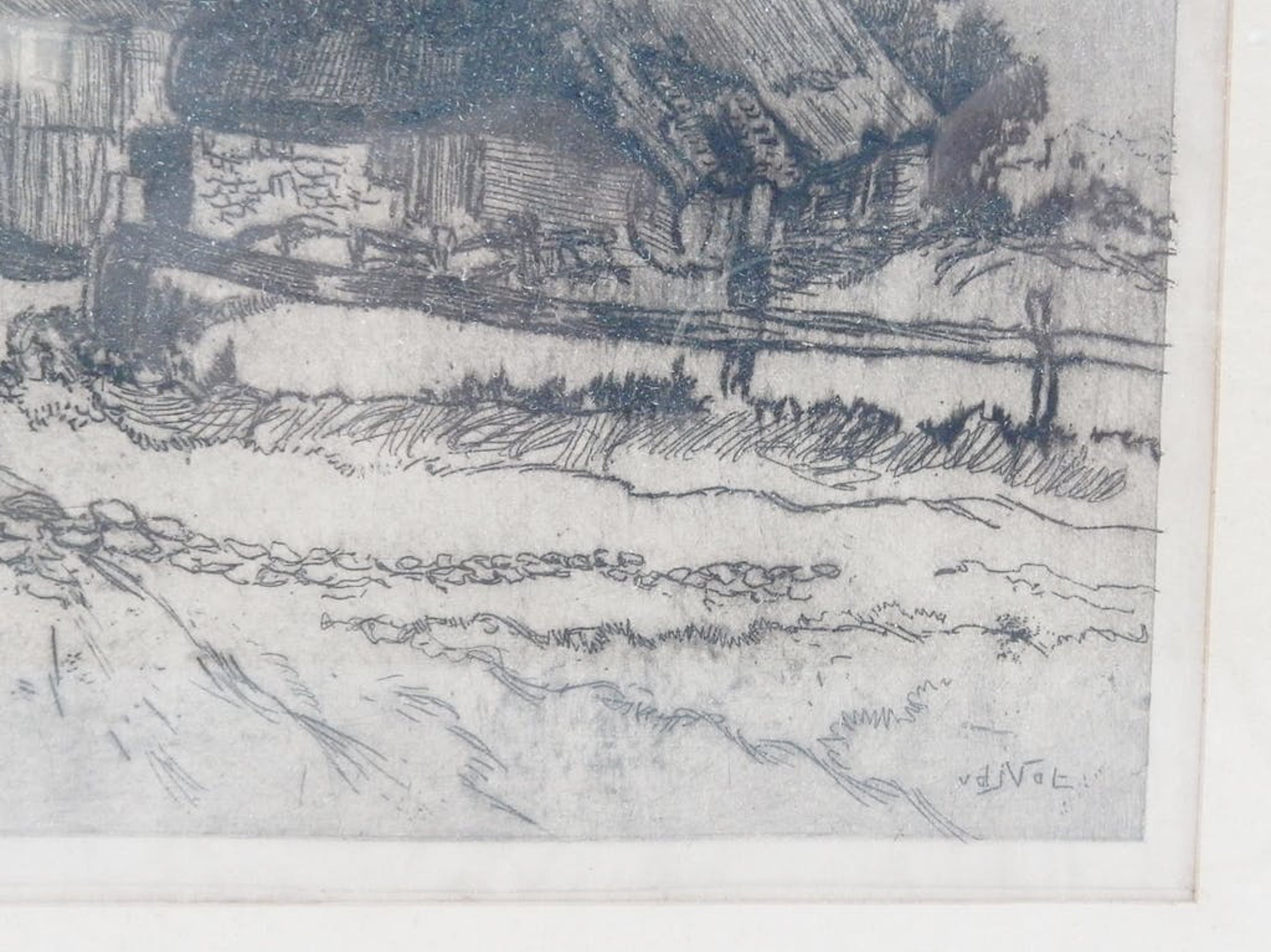 Willem van der Nat - ets Ees (Drenthe) Verkocht | Kunstveiling.nl