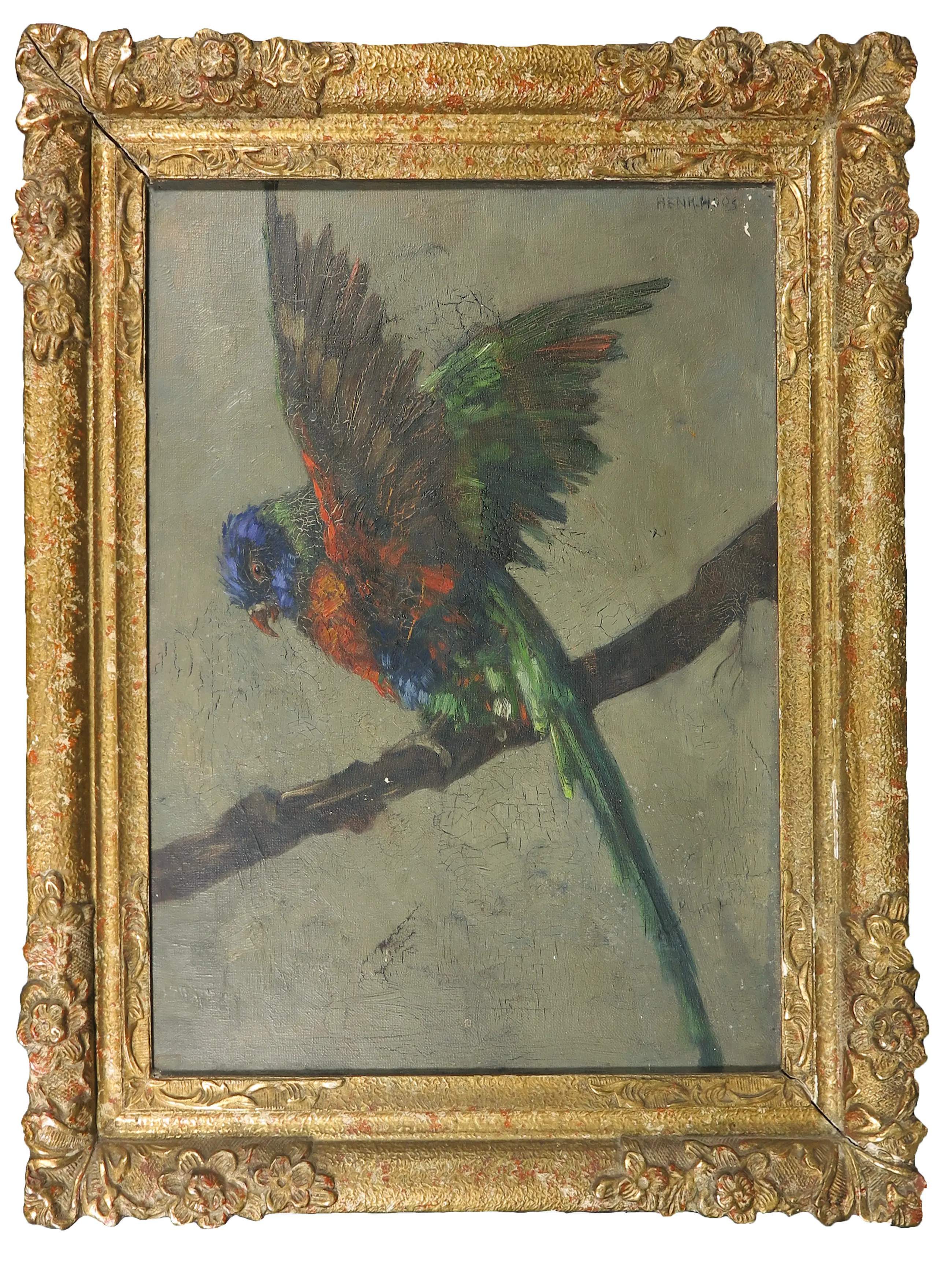 Cornelis Raaphorst - en andere! - Lot van twee schilderijen, Papegaai ...