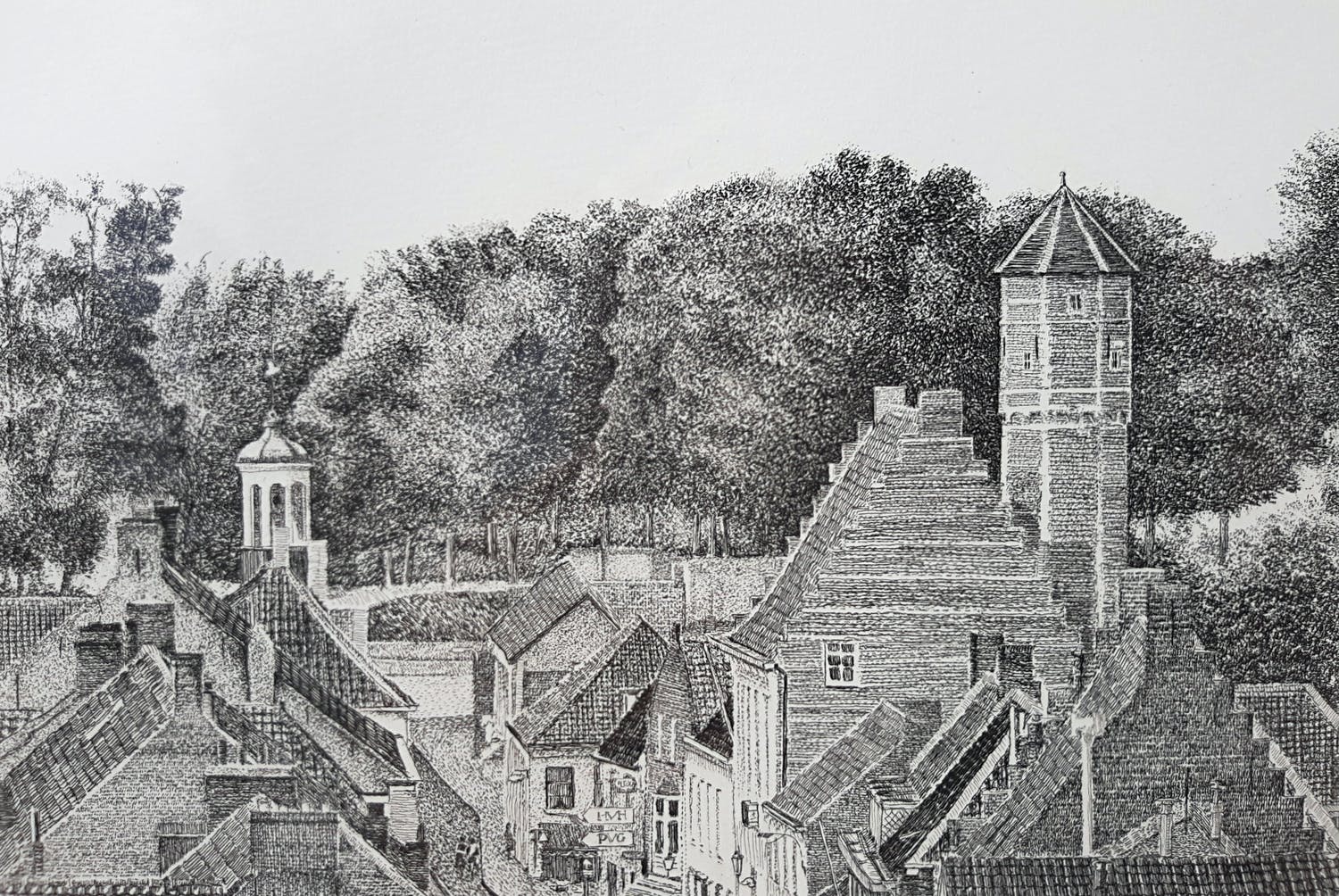 Han van Hagen - Dorpsgezicht, ets (prachtig ingelijst) Verkocht ...