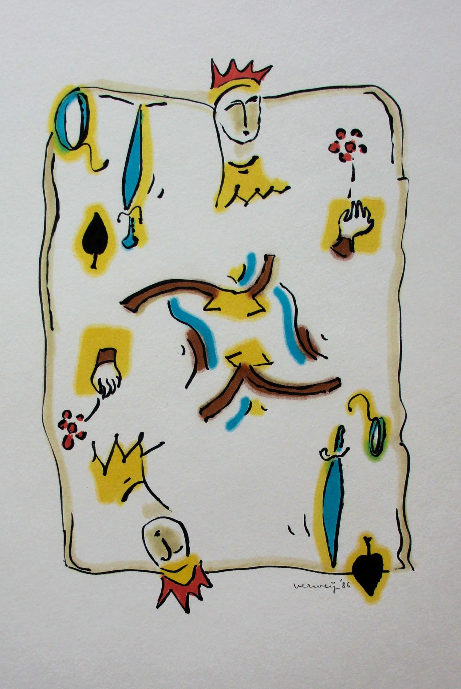 Hans Verweij - tekening + 4 zeefdrukken + handgeschreven gedicht kopen ...