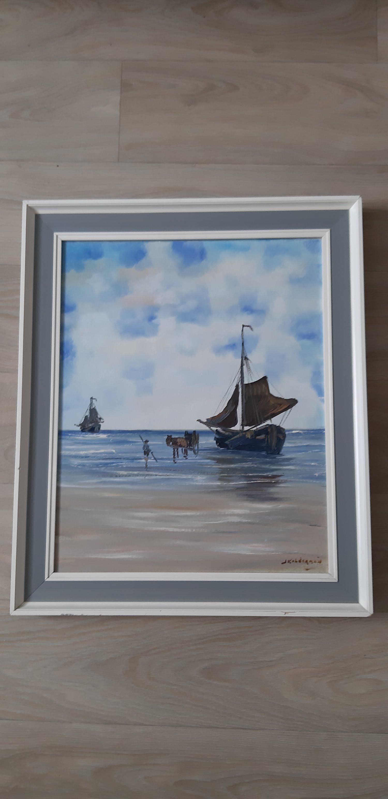 Jan Kelderman - Boten met visserman Verkocht | Kunstveiling.nl