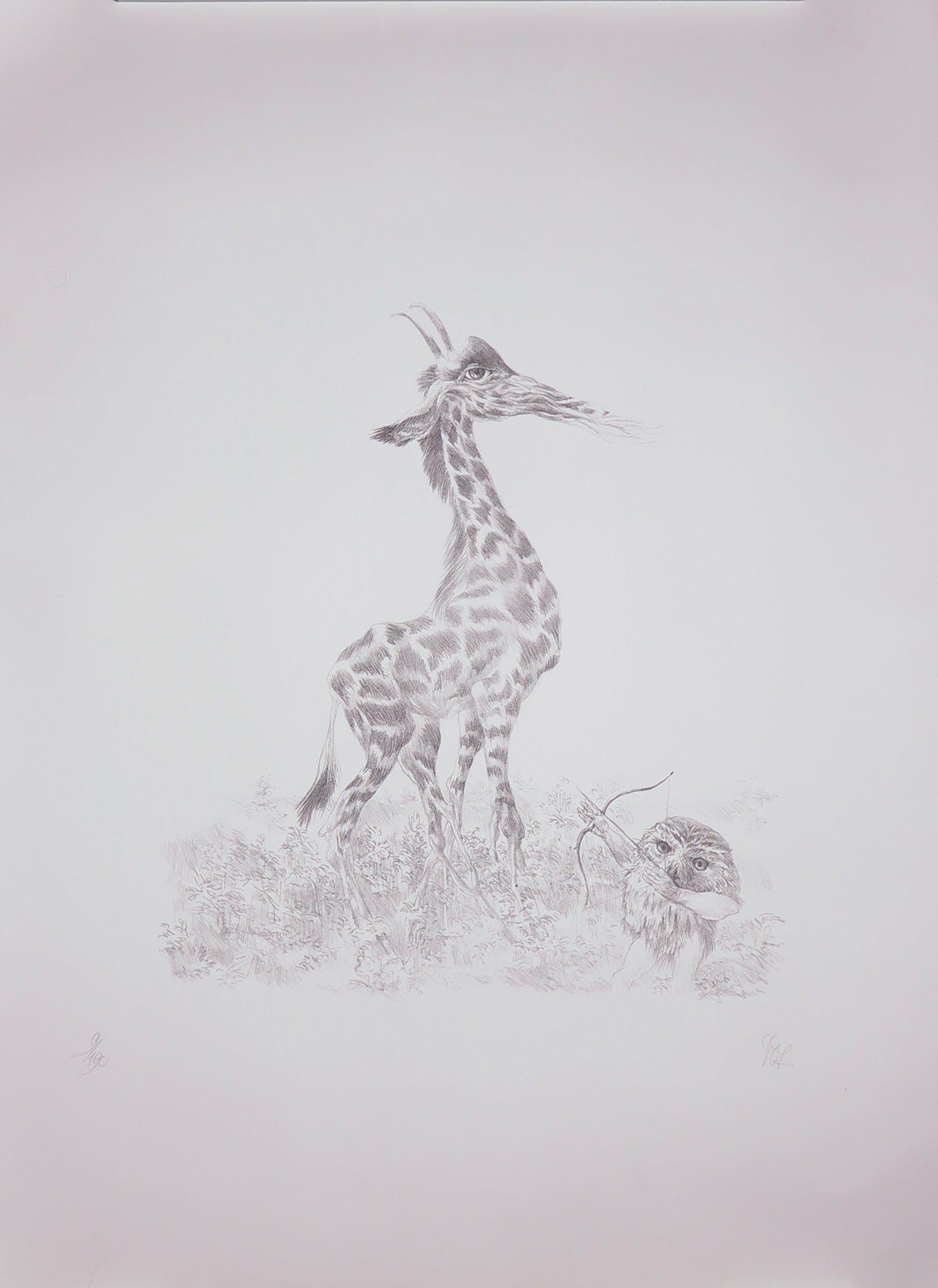 Peter Vos - Litho, De ontdekking van de giraffe Verkocht | Kunstveiling.nl