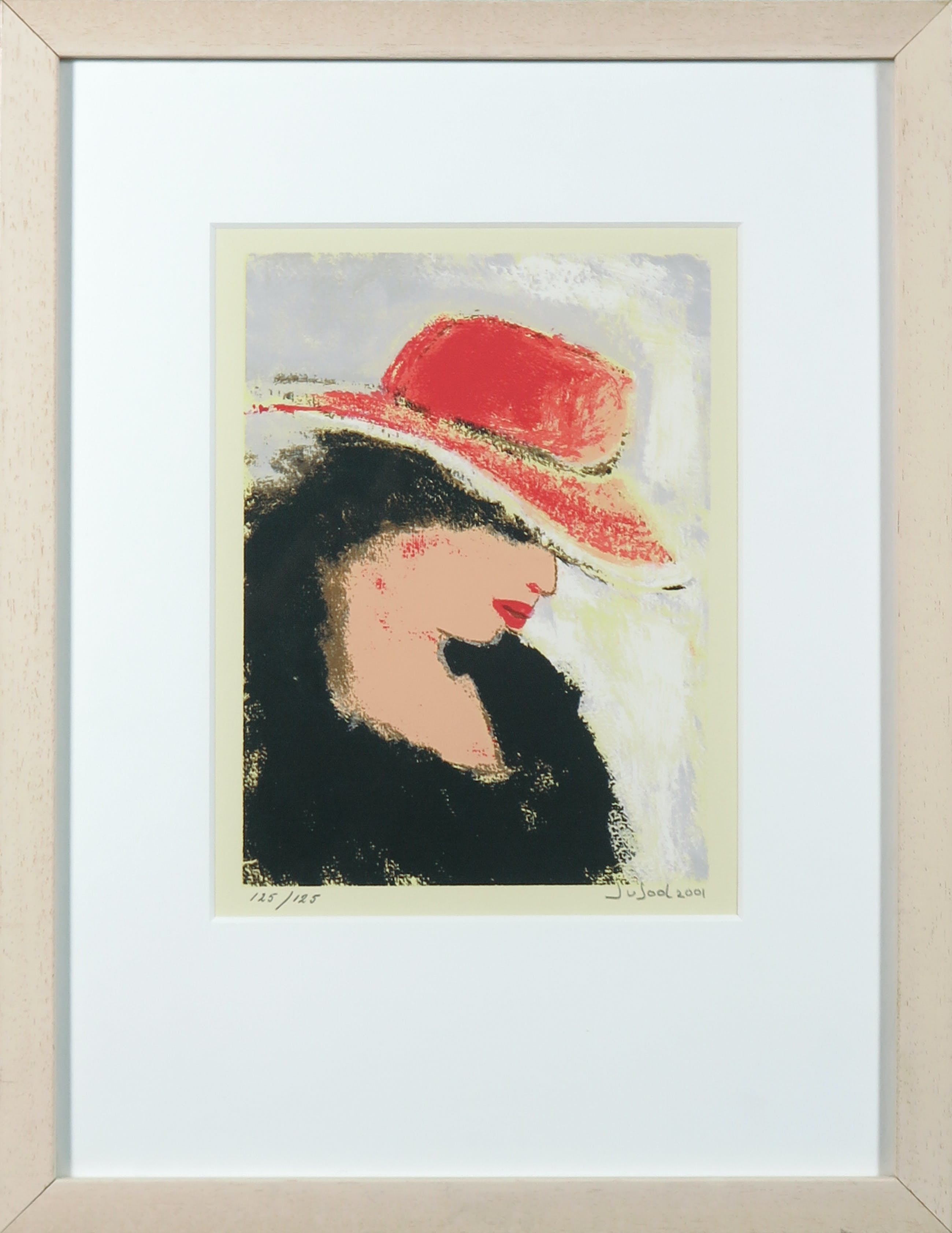 Jose van Gool - Zeefdruk, Dame met hoed Verkocht | Kunstveiling.nl