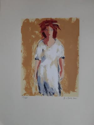 Jose van Gool - Vrouw in witte jurk Verkocht | Kunstveiling.nl