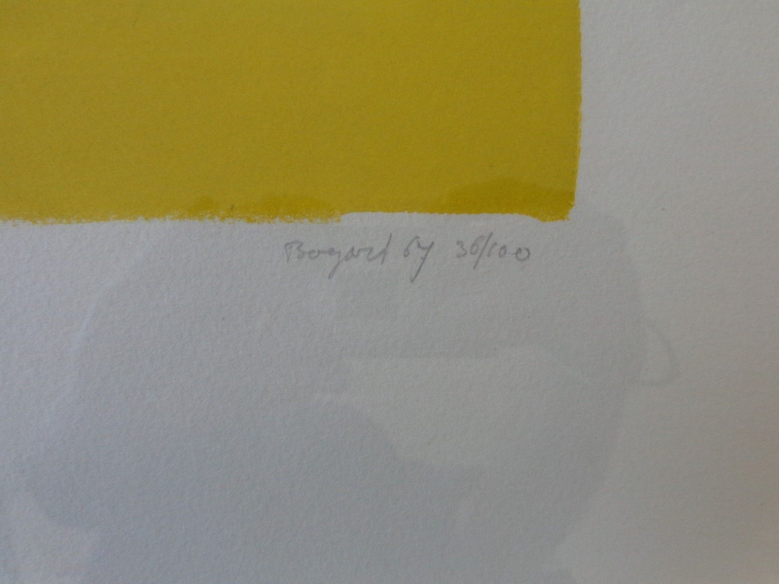 Bram Bogart - GEEL-ZWART-BLAUW / KLEURLITHO / 57x76cm / KADER / SIG ...