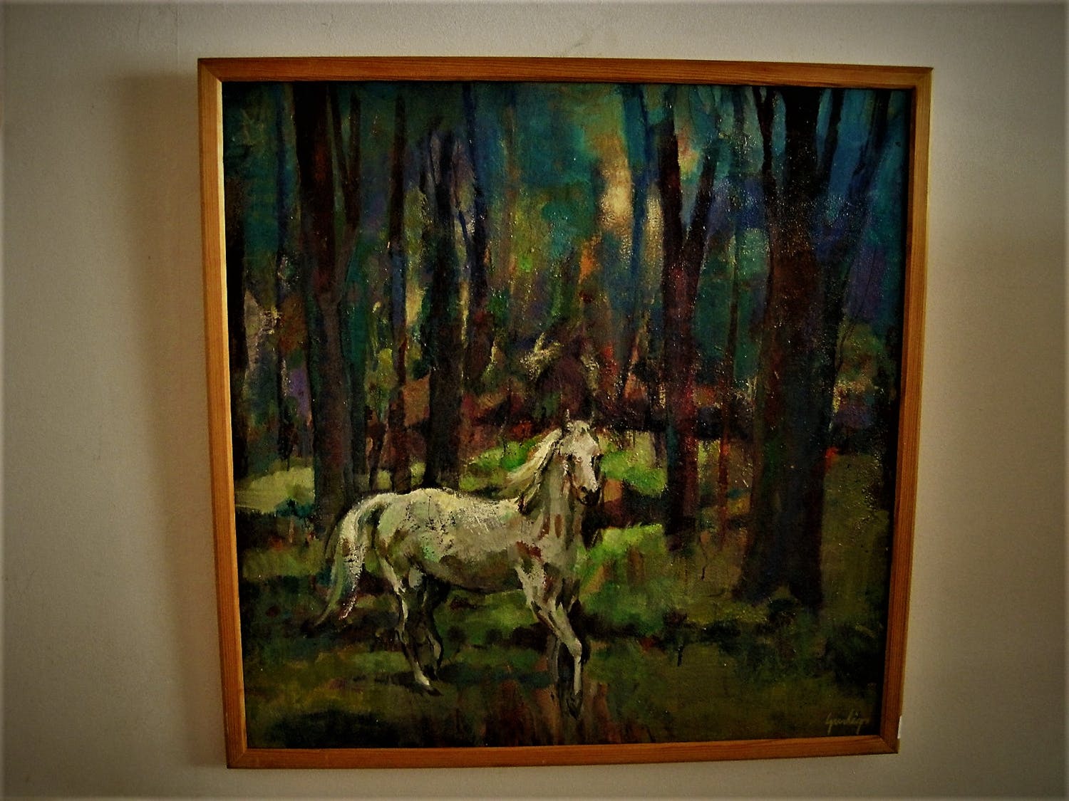 Geert Geerligs - Vroeg ca. 1950 sterk Fauvistisch olieverf 'Wild Paard ...