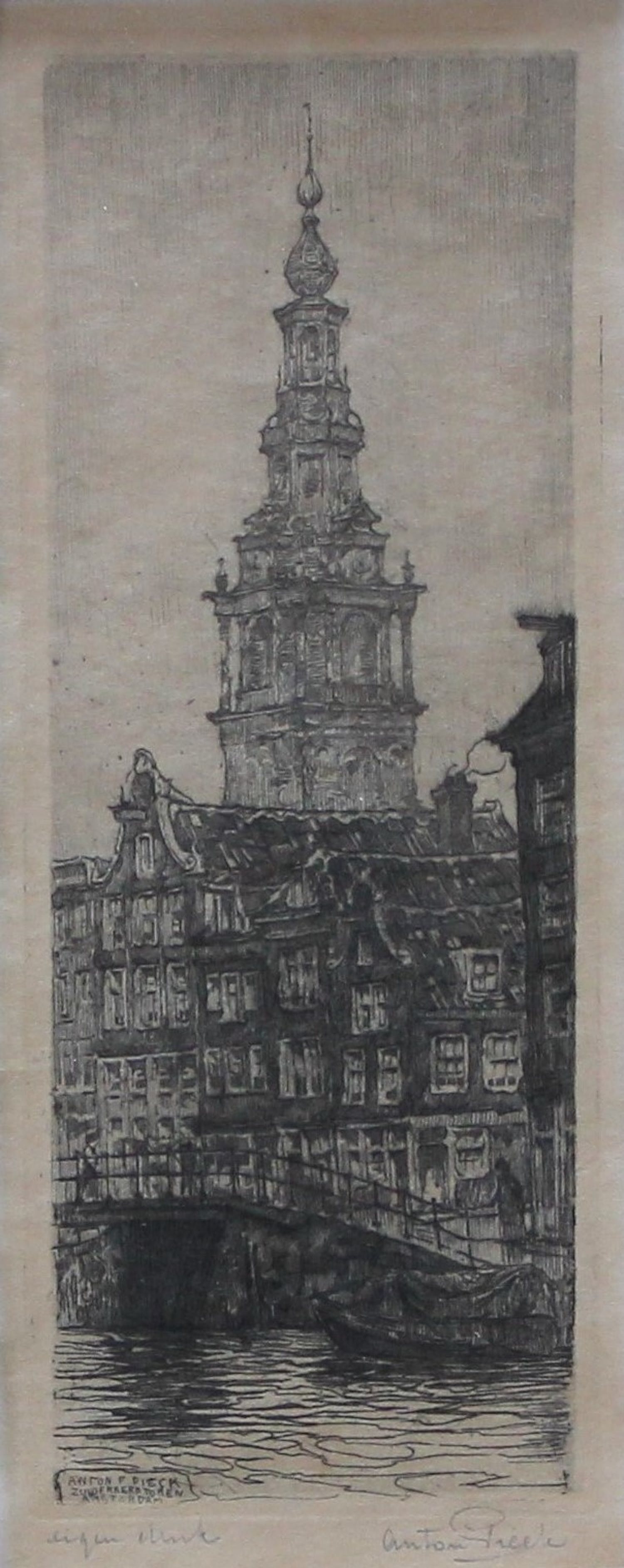 Anton Pieck - Zuiderkerk toren Amsterdam Verkocht | Kunstveiling.nl