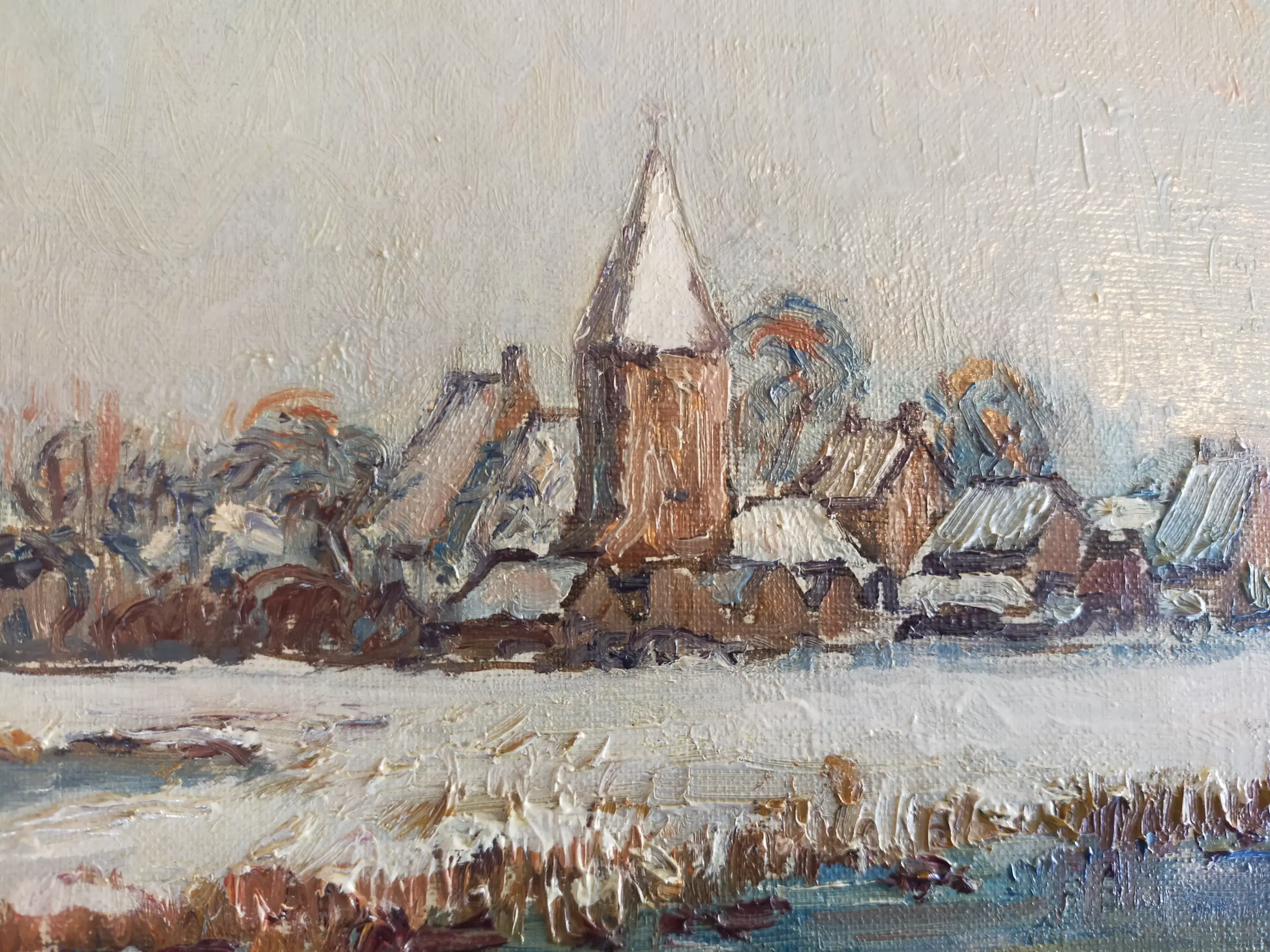 Reijer Murman - Gezicht op Geldermalsen (sneeuwlandschap) Verkocht ...