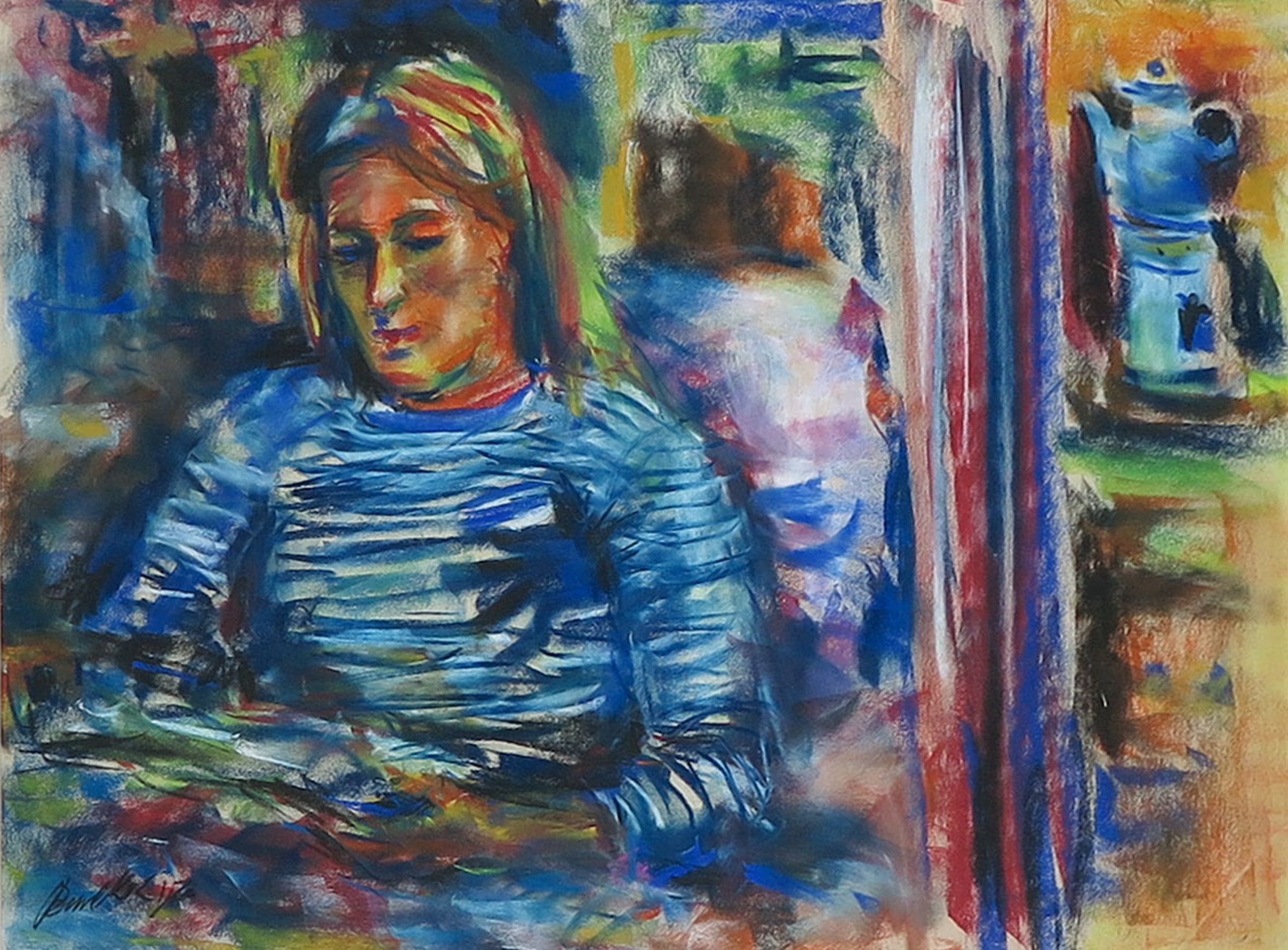 Bessel Kok - Pastelkrijt, Portret - Ingelijst Verkocht | Kunstveiling.nl