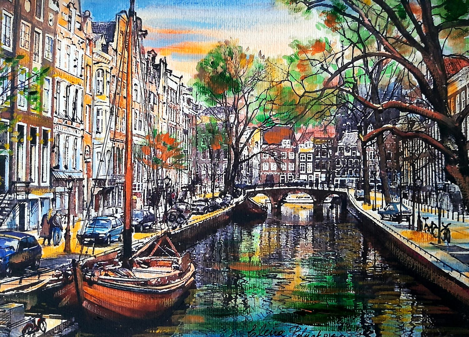 Elena Polyakova - Een wandeling in Amsterdam Verkocht | Kunstveiling.nl