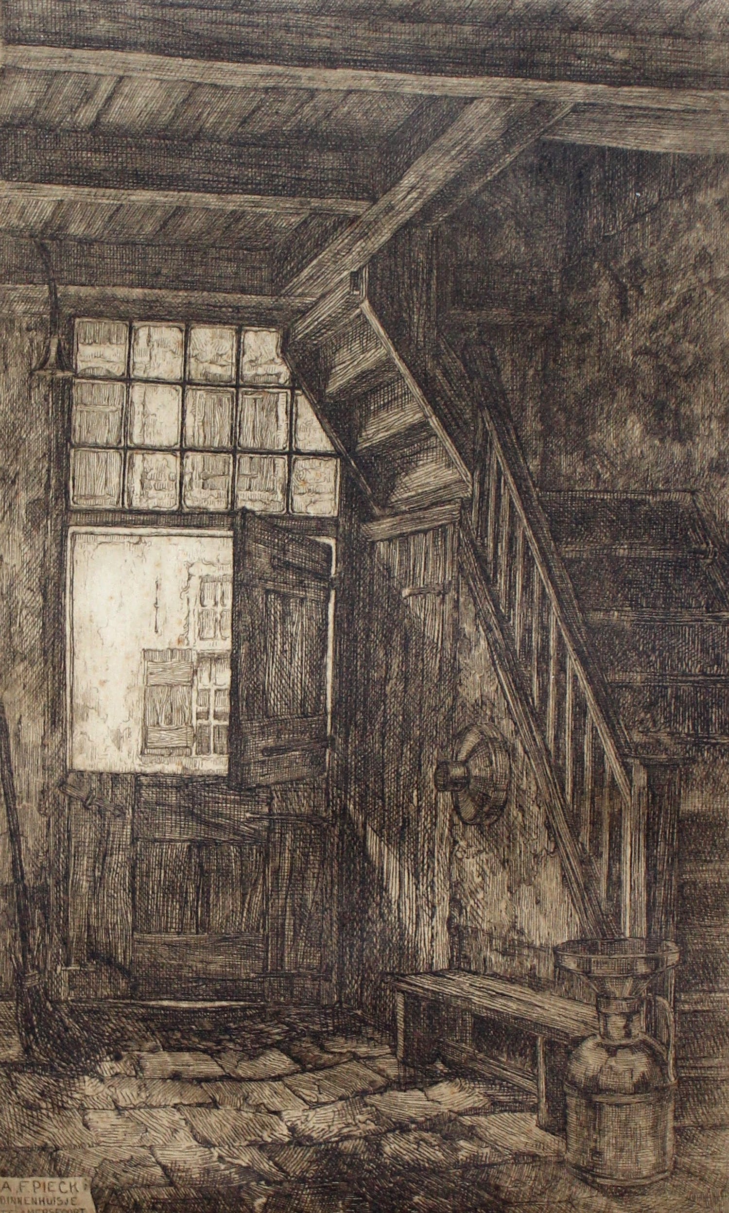 Anton Pieck - Ets: binnenhuisje Amersfoort Verkocht | Kunstveiling.nl