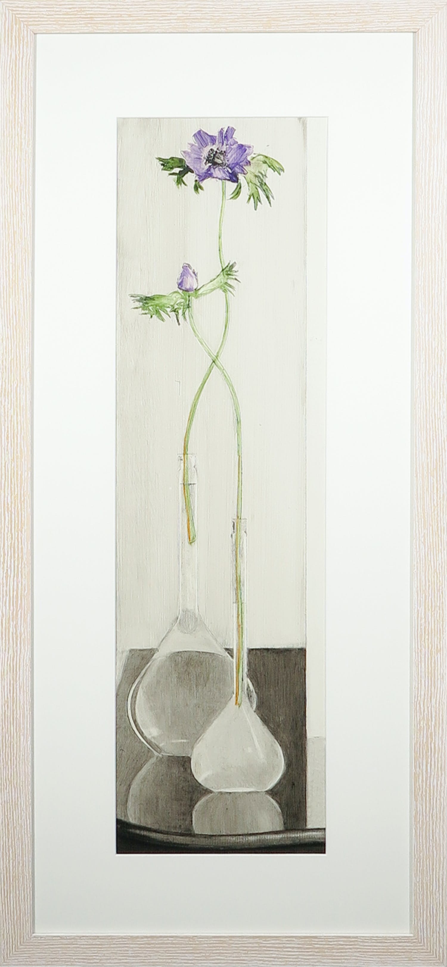 Ina van Toor - Gemengde techniek op karton, Groeiend paars - Ingelijst ...