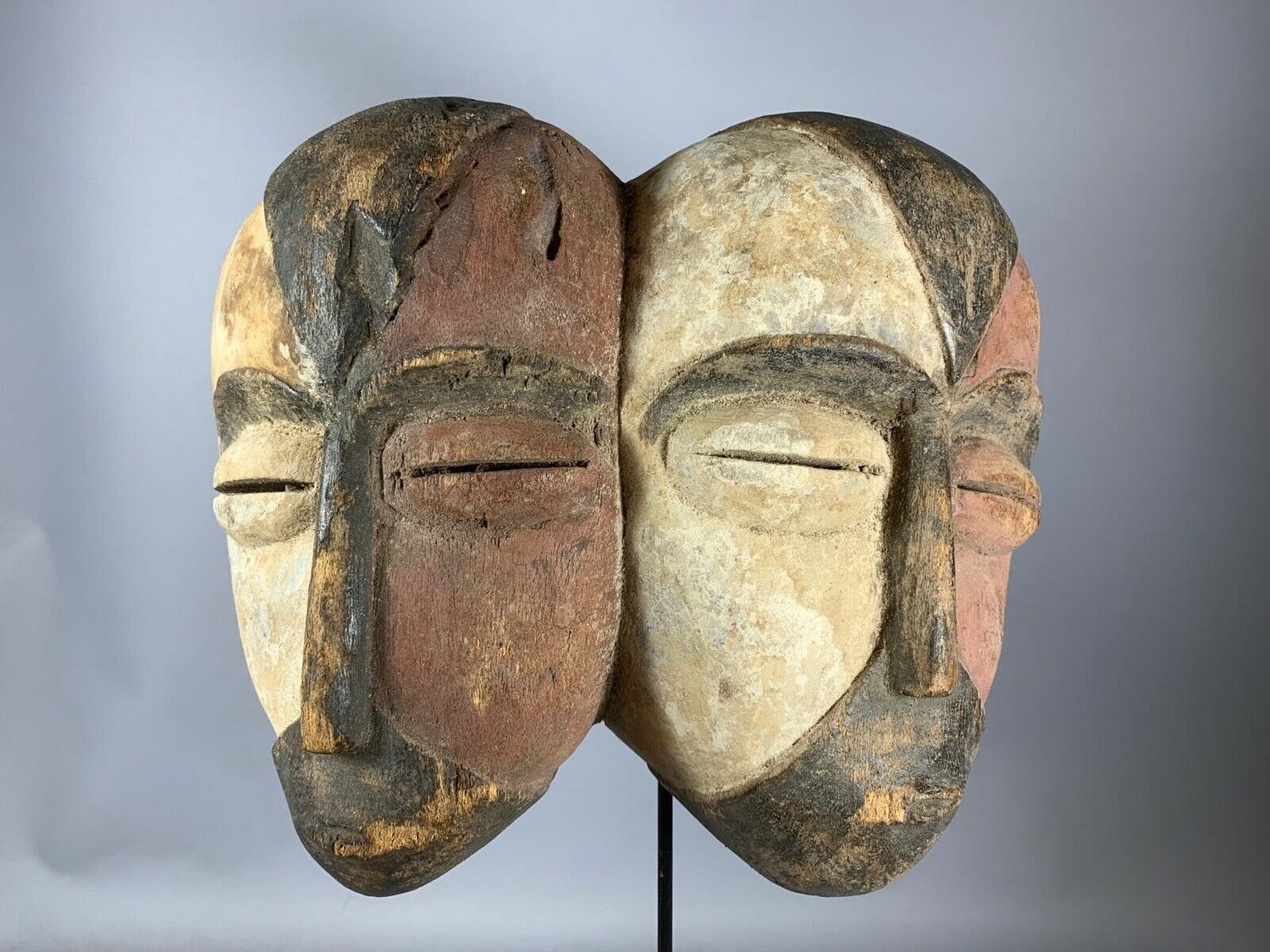 Lega - 210150 - Old Tribal used African TWIN mask from the Lega Bwami ...
