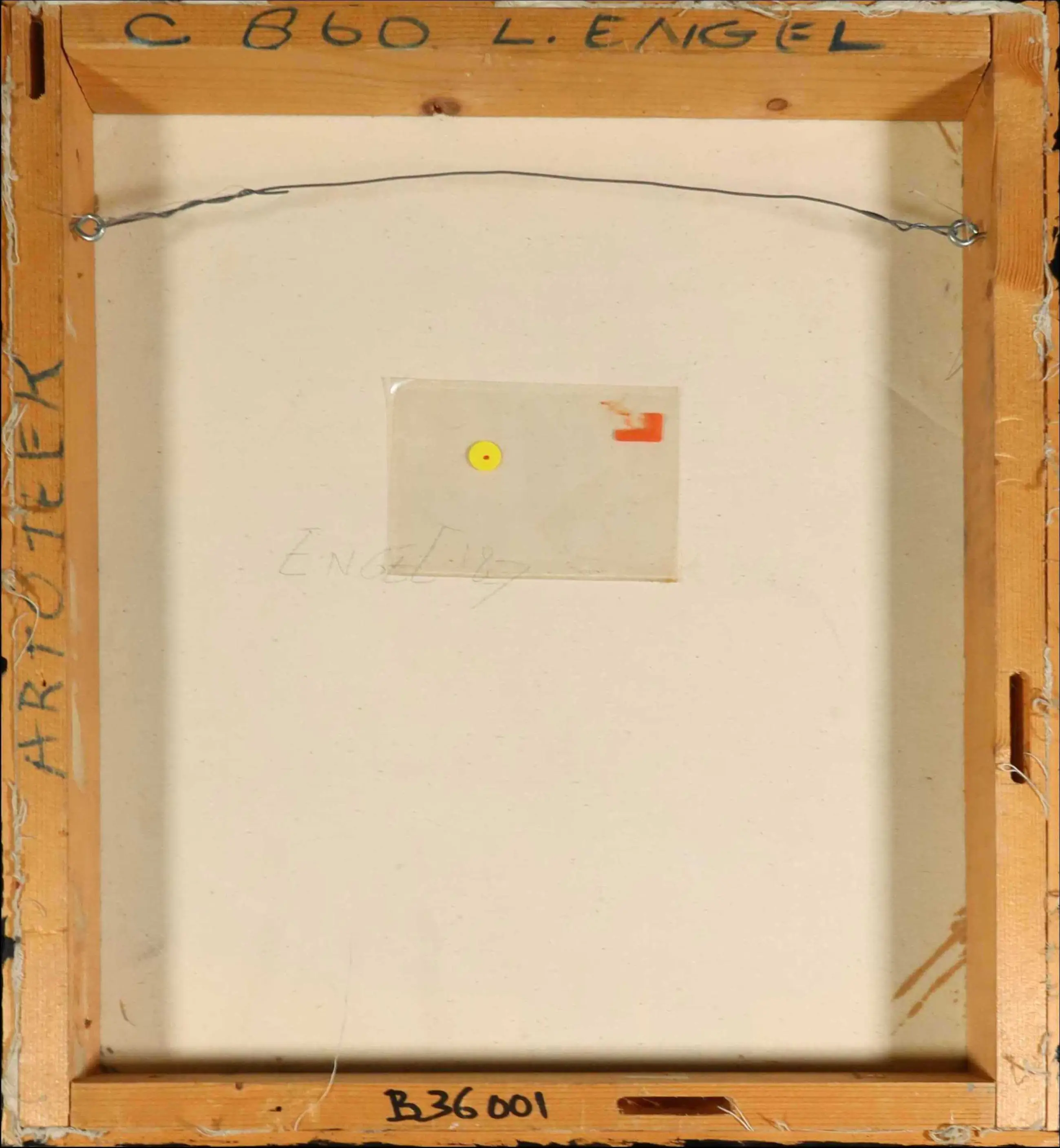 Laura Engel - Gemengde techniek op doek, Compositie met lichtgrijs vak ...