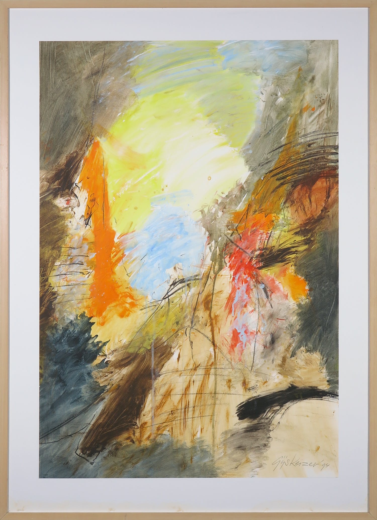 Gijs Keizer - Gemengde techniek op papier, Ven - Ingelijst (Groot ...