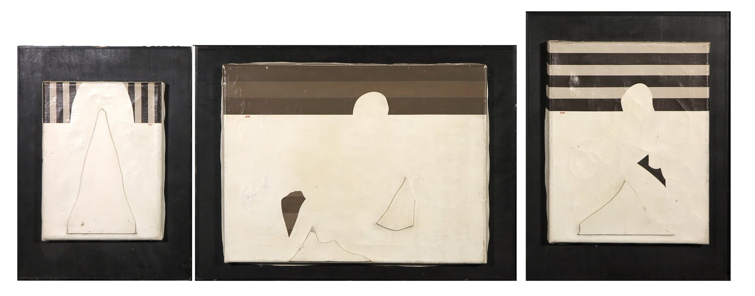 Dirk Rodenburg - Gemengde techniek op doek, Kleine omberserie nr. 5, 6 ...