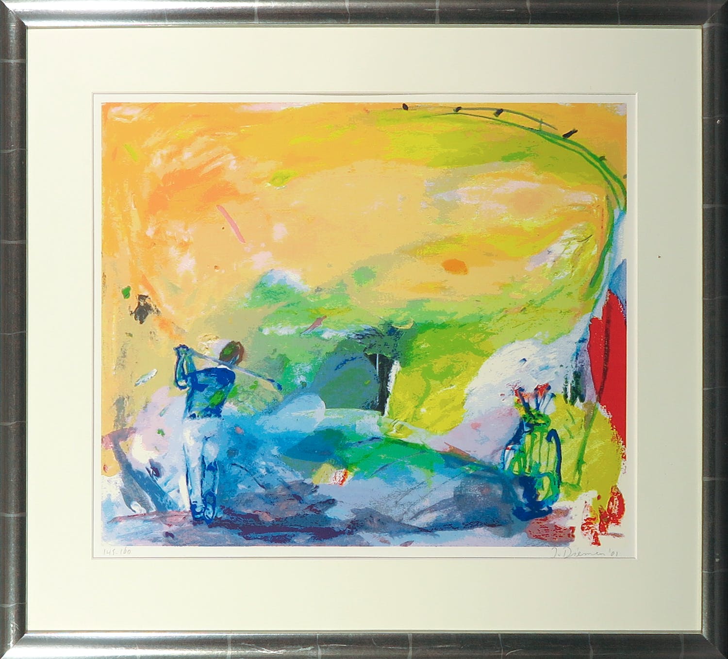 Jan van Diemen - Zeefdruk, Golf - Ingelijst Verkocht | Kunstveiling.nl