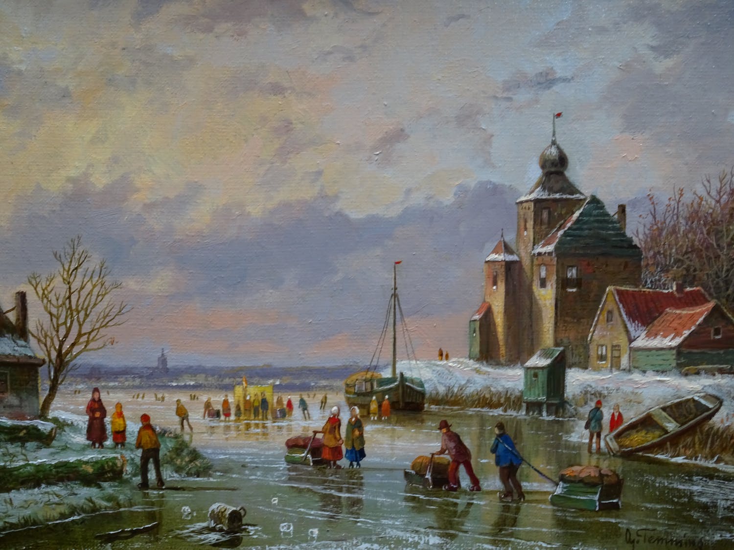 Albert Temming - Winterlandschap in een oude zware lijst. Verkocht ...